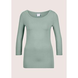 Madeleine Mode 3/4-Arm-Shirt MADELEINE "Blusenshirt Halbarm Viskose-Oberteil f&uuml;r Damen", Damen, Gr. 40, gr&uuml;n (hellsalbeigr&uuml;n), Obermaterial: 95% Viskose CV. 5% Elasthan EL., Modern, normal, U-Boot-Ausschnitt, Shirts 3/4-Arm-Shirt