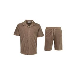 T-Shirt LINDBERGH "Zweiteiler Relaxed Fit", Jungen, Gr. L, dk stone, Obermaterial: 80% Baumwolle, 20% Polyester, unifarben, l&auml;ssig geschnitten, Shirts T-Shirt