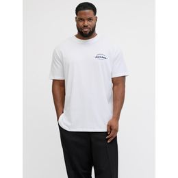 Jack & Jones PlusSize Rundhalsshirt "JJBRANDON TEE SS CREW NECK PLS", Jungen, Gr. 4XL, wei&szlig; (hellwei&szlig; print:small print), Jersey, Obermaterial: 100% Baumwolle, JACK & JONES PLUSSIZE, bedruckt, regular fit, Rundhals, Shirts Rundhalsshirt