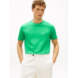 T-Shirt Tommy Hilfiger "SCRIPT MONOGRAM SWIMSHOP", Jungen, Gr. M, jade wink, Single Jersey, Obermaterial: 100% Baumwolle, regular fit normal, Rundhals, Shirts T-Shirt, aus Jersey mit Logo-Stickerei