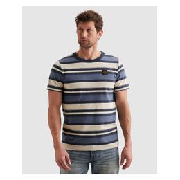 PME-Legend T-Shirt PME LEGEND "Short sleeve r-neck slub striped jersey", Jungen, Gr. L, misty water, Jersey, Obermaterial: 100% Baumwolle, gestreift, regular fit normal, Rundhals, gerader Abschluss, Shirts T-Shirt, mit Logo Stickerei