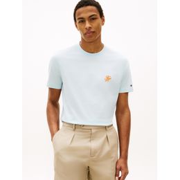 T-Shirt Tommy Hilfiger "SCRIPT MONOGRAM SWIMSHOP", Jungen, Gr. S, keepsake blau, Single Jersey, Obermaterial: 100% Baumwolle, regular fit normal, Rundhals, Shirts T-Shirt, aus Jersey mit Logo-Stickerei