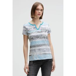V-Shirt SOCCX, Damen, Gr. M, ocean flash, Single Jersey, Material: 100% Baumwolle, regular fit normal, V-Ausschnitt, eingesetzt gerader Abschluss, Shirts, mit l&auml;ngerer R&uuml;ckenpartie
