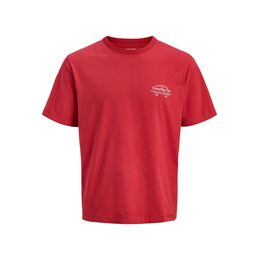 Jack & Jones T-Shirt JACK & JONES "JORNANTUCKET SCRIPT CHEST TEE CN", Jungen, Gr. M, samba, Jersey, Obermaterial: 100% Baumwolle, bedruckt, relaxed fit normal, Rundhals, Shirts T-Shirt