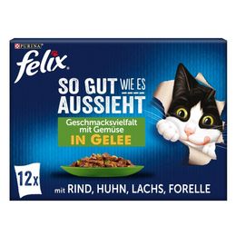 FELIX So gut wie es aussieht in Gelee Gemischte Vielfalt mit Gem&uuml;se Katzen-Nassfutter Alleinfuttermittel 12x85g