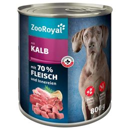 ZooRoyal Hunde-Nassfutter mit Kalb Hunde-Nassfutter ohne Getreide- und Zuckerzusatz 6x800g