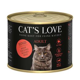 Cat's Love Nassfutter Rind Pur mit Distel&ouml;l und L&ouml;wenzahn Katzen-Nassfutter getreidefrei 6x200g