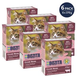 Bozita Tetra H&auml;ppchen in Gelee mit Rinderhack Katzen-Nassfutter getreidefrei 6x370g