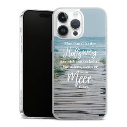 DeinDesign iPhone 14 Pro Max Handy Slim Case Silikon Handyh&uuml;lle transparent H&uuml;lle extra d&uuml;nn Spruch Beach Statement Silikon Slim Case