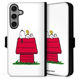 DeinDesign Galaxy S25+ Handy Klapph&uuml;lle Handyh&uuml;lle aus Kunst Leder schwarz Flip Case Snoopy Peanuts Official Licensed Product Sideflip mit Lasche