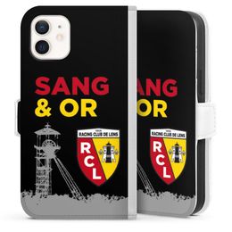DeinDesign iPhone 12 mini Handy Klapph&uuml;lle Handyh&uuml;lle aus Kunst Leder wei&szlig; Flip Case Racing Club De Lens Official Licensed Product Rcl Sideflip mit Lasche