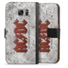 DeinDesign Galaxy S7 Handy Klapph&uuml;lle Handyh&uuml;lle aus Kunst Leder schwarz Flip Case Merchandise Acdc Logo Sideflip mit langer Lasche