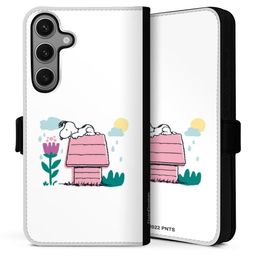 DeinDesign Galaxy S25+ Handy Klapph&uuml;lle Handyh&uuml;lle aus Kunst Leder schwarz Flip Case Snoopy Dog Official Licensed Product Sideflip mit Lasche