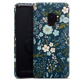 DeinDesign Galaxy S9 Handy Premium Case Smartphone Handyh&uuml;lle Schutzh&uuml;lle matt Blue Muster Flowers Premium Case