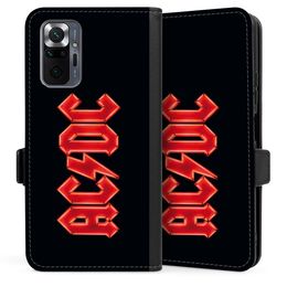 DeinDesign Xiaomi Redmi Note 10 Pro Handy Klapph&uuml;lle Handyh&uuml;lle aus Kunst Leder schwarz Flip Case Official Licensed Product Acdc Logo Sideflip mit langer Lasche