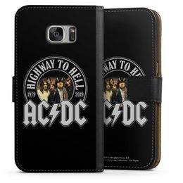 DeinDesign Galaxy S7 Handy Klapph&uuml;lle Handyh&uuml;lle aus Kunst Leder schwarz Flip Case Acdc Official Licensed Product Rock Sideflip mit langer Lasche