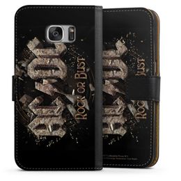 DeinDesign Galaxy S7 Handy Klapph&uuml;lle Handyh&uuml;lle aus Kunst Leder schwarz Flip Case Rock Or Bust Official Licensed Product Acdc Sideflip mit langer Lasche
