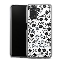 DeinDesign Xiaomi Redmi Note 11S Handy Silikon H&uuml;lle Case transparent Handyh&uuml;lle Peanuts Flowers Snoopy Silikon Case