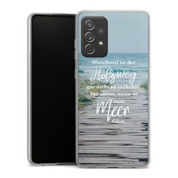 DeinDesign Galaxy A72 Handy Slim Case Silikon Handyh&uuml;lle transparent H&uuml;lle extra d&uuml;nn Statement Beach Spruch Silikon Slim Case