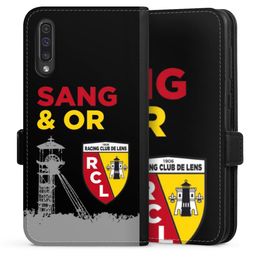 DeinDesign Galaxy A50 Handy Klapph&uuml;lle Handyh&uuml;lle aus Kunst Leder schwarz Flip Case Racing Club De Lens Official Licensed Product Rcl Sideflip mit Lasche