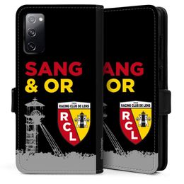 DeinDesign Galaxy S20 Handy Klapph&uuml;lle Handyh&uuml;lle aus Kunst Leder schwarz Flip Case Racing Club De Lens Official Licensed Product Rcl Sideflip mit Lasche
