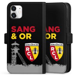 DeinDesign iPhone 11 Handy Klapph&uuml;lle Handyh&uuml;lle aus Kunst Leder schwarz Flip Case Racing Club De Lens Official Licensed Product Rcl Sideflip mit Lasche