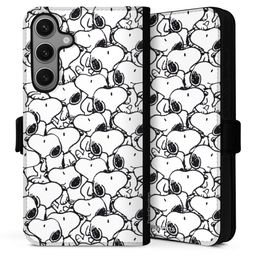 DeinDesign Galaxy S25+ Handy Klapph&uuml;lle Handyh&uuml;lle aus Kunst Leder schwarz Flip Case Peanuts Snoopy Muster Sideflip mit Lasche