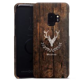 DeinDesign Galaxy S9 Handy Premium Case Smartphone Handyh&uuml;lle Schutzh&uuml;lle matt Wooden Look Deer Wood Premium Case