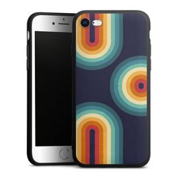 DeinDesign iPhone SE (2022) Handy Premium Silikon H&uuml;lle Handyh&uuml;lle schwarz Case Colourful Rainbow Retro Silikon Premium Case