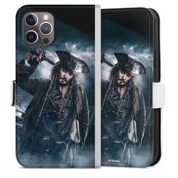 DeinDesign iPhone 12 Pro Handy Klapph&uuml;lle Handyh&uuml;lle aus Kunst Leder wei&szlig; Flip Case Fluch Der Karibik Captain Jack Sparrow Official Licensed Product Sideflip mit