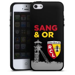 DeinDesign iPhone SE (2016-2019) Handy Silikon H&uuml;lle Case schwarz Handyh&uuml;lle Racing Club De Lens Official Licensed Product Rcl