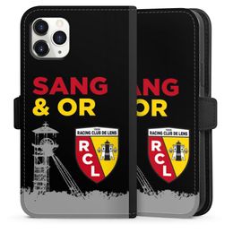 DeinDesign iPhone 11 Pro Handy Klapph&uuml;lle Handyh&uuml;lle aus Kunst Leder schwarz Flip Case Racing Club De Lens Official Licensed Product Rcl Sideflip mit Lasche