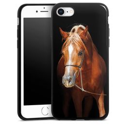 DeinDesign iPhone SE (2022) Handy Slim Case extra d&uuml;nn Silikon Handyh&uuml;lle schwarz H&uuml;lle Horse Hobby Mare Silikon Slim Case