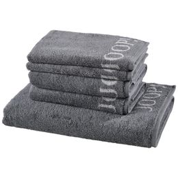 JOOP! Frottierset Classic Doubleface, Anthrazit, Grau, Textil, 5-teilig, Uni, Oeko-Tex&reg; Standard 100, saugf&auml;hig, Aufh&auml;ngeschlaufe, strapazierf&auml;hig, angenehm weich, hochwertige Qualit&auml;t, Badtextilien, Handtuch-Sets