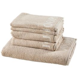 JOOP! Frottierset Classic Doubleface, Sand, Beige, Textil, 5-teilig, Uni, Oeko-Tex&reg; Standard 100, saugf&auml;hig, Aufh&auml;ngeschlaufe, strapazierf&auml;hig, angenehm weich, hochwertige Qualit&auml;t, Badtextilien, Handtuch-Sets