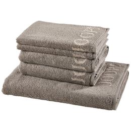 JOOP! Frottierset Classic Doubleface, Grau, Textil, 5-teilig, Uni, Oeko-Tex&reg; Standard 100, saugf&auml;hig, Aufh&auml;ngeschlaufe, strapazierf&auml;hig, angenehm weich, hochwertige Qualit&auml;t, Badtextilien, Handtuch-Sets
