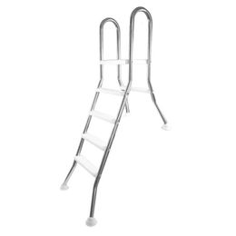 Poolleiter EVOLUTION f&uuml;r teilversenkte Becken mit Plattform - V2A 1 x 4 Stufen + 1 Stufe