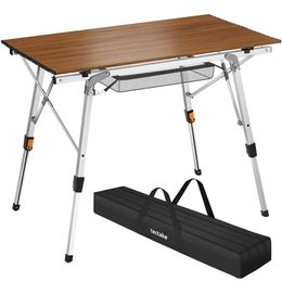 TecTake&reg; Aluminium Campingtisch, faltbar, h&ouml;henverstellbar, 90 x 52 x 47 - 70 cm