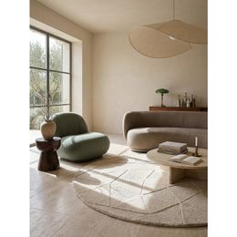 Wollteppich Hoch-Tief Natur &Oslash;160 cm - DEBEN KADIMA DESIGN