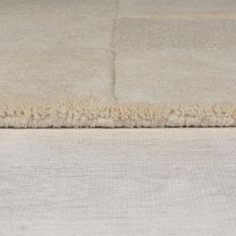 Teppich-L&auml;ufer Hoch-Tief DEBEN Schachbrett Wolle 60x230 cm Beige Flurl&auml;ufer K&uuml;chenl&auml;ufer zeitlos modern skandinavisch KADIMA DESIGN