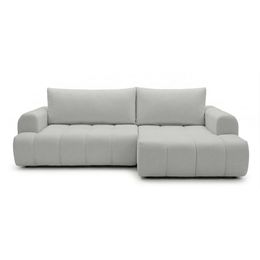 Ecksofa OTTO HOME "LIOORA Schlafsofa mit Bettkasten, Breite 265 cm, Verl&auml;ssliche Qualit&auml;t", hellgrau, B:265cm H:90cm T:149cm, 100% Polyester, Sofas, Ecksofa, L-Form mit Bettfunktion und Bettkasten, Recamiere rechts/links