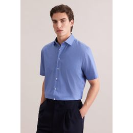 Businesshemd Seidensticker "Schwarze Rose", Herren, Gr. XL (44), normale &Auml;rmell&auml;ngen, mittelblau, 100% Baumwolle, bedruckt, regular fit, Hemden, Regular 1/2 Kentkragen Druck