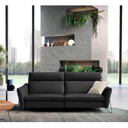2-Sitzer Egoitaliano "Gaia, modern, elegant und super komfortabel mit hoher R&uuml;ckenlehne", schwarz, B:220cm H:96cm T:93cm, Leder &raquo;BULL&laquo; (echtes Rindsleder). Geschliffenes, pigmentiertes und behandeltes Rindsleder mit einer Dicke von 1, 3-1, 5 mm. Dieses Leder zeigt eine ziemlich weiche Hand mit einem halb undurchsichtigen Aussehen. Es handelt sich um ein gesch&uuml;tztes Leder. Eine leichte Deckschicht 