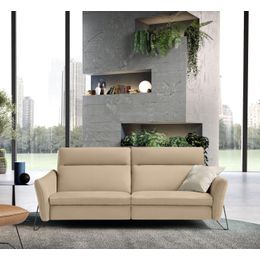 2-Sitzer Egoitaliano "Gaia, modern, elegant und super komfortabel mit hoher R&uuml;ckenlehne", beige (champagner), B:220cm H:96cm T:93cm, Leder &raquo;BULL&laquo; (echtes Rindsleder). Geschliffenes, pigmentiertes und behandeltes Rindsleder mit einer Dicke von 1, 3-1, 5 mm. Dieses Leder zeigt eine ziemlich weiche Hand mit einem halb undurchsichtigen Aussehen. Es handelt sich um ein gesch&uuml;tztes Leder. Eine leichte D