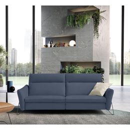 2-Sitzer Egoitaliano "Gaia, modern, elegant und super komfortabel mit hoher R&uuml;ckenlehne", blau (tide), B:220cm H:96cm T:93cm, Leder &raquo;BULL&laquo; (echtes Rindsleder). Geschliffenes, pigmentiertes und behandeltes Rindsleder mit einer Dicke von 1, 3-1, 5 mm. Dieses Leder zeigt eine ziemlich weiche Hand mit einem halb undurchsichtigen Aussehen. Es handelt sich um ein gesch&uuml;tztes Leder. Eine leichte Deckschi
