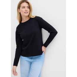 Langarmshirt bonprix, Damen, Gr. 40/42 (M), schwarz, Obermaterial: 100% Baumwolle, bequem, Shirts Langarmshirt, aus schwerer Baumwolle, weiches Obermaterial