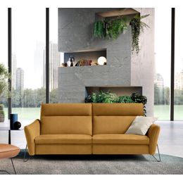 2-Sitzer Egoitaliano "Gaia, modern, elegant und super komfortabel mit hoher R&uuml;ckenlehne", gelb, B:220cm H:96cm T:93cm, Luxus-Micofaser Lederoptik (100% Polyester) ist ein neues technisches Gewebe mit einem visuellen und taktilen Aspekt, der dem Nubuk sehr nahe kommt, mit innovativen Eigenschaften. Seine au&szlig;erordentliche Weichheit kommt von einem exklusiven Produktionsprozess, der Unreinheiten und 