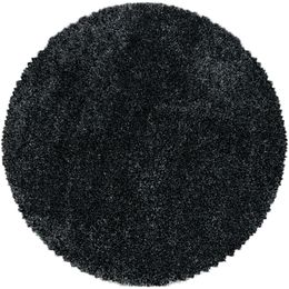 Hochflor-Teppich Ayyildiz Teppiche "FLUFFY 3500", grau (anthrazit), H:50mm &Oslash;:200cm, Polypropylen (PP), Teppiche, Langflor, Shaggy, uni, robust, auch rechteckig erh&auml;ltlich, Wohnzimmer