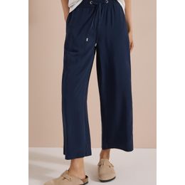 3/4-Hose Cecil, Damen, Gr. XS, L&auml;nge 24, universal blau, Stoff, 100% Viskose, unifarben, loose fit 3/4-L&auml;nge, Hosen, mit Wide Legs