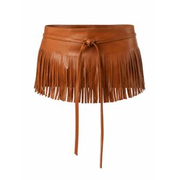 Tailleng&uuml;rtel "Western", Damen, Gr. onesize, cognac, 100% Rindsleder, Collezione Alessandro, unifarben, Basic, G&uuml;rtel, aus Leder mit Fransen, Made in Italy